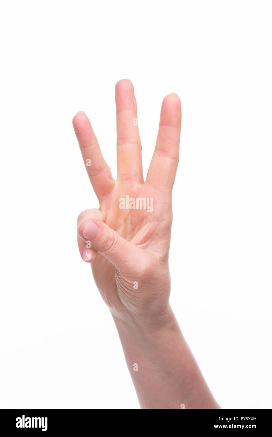 3 hand number sign hi-res stock photography and images - Alamy