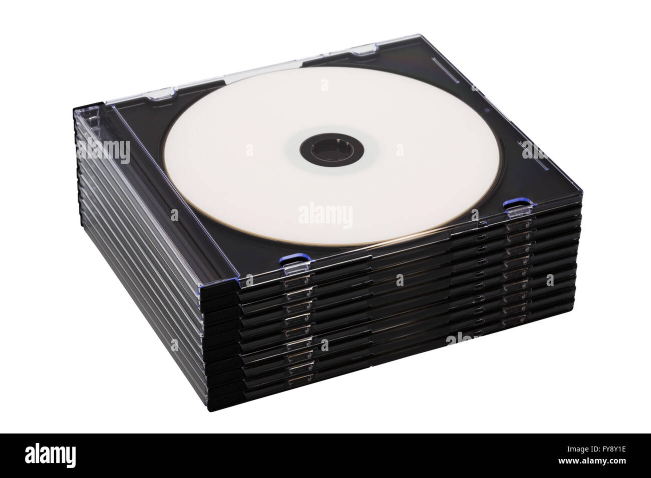 Disk cd in boxes on a white background Stock Photo - Alamy