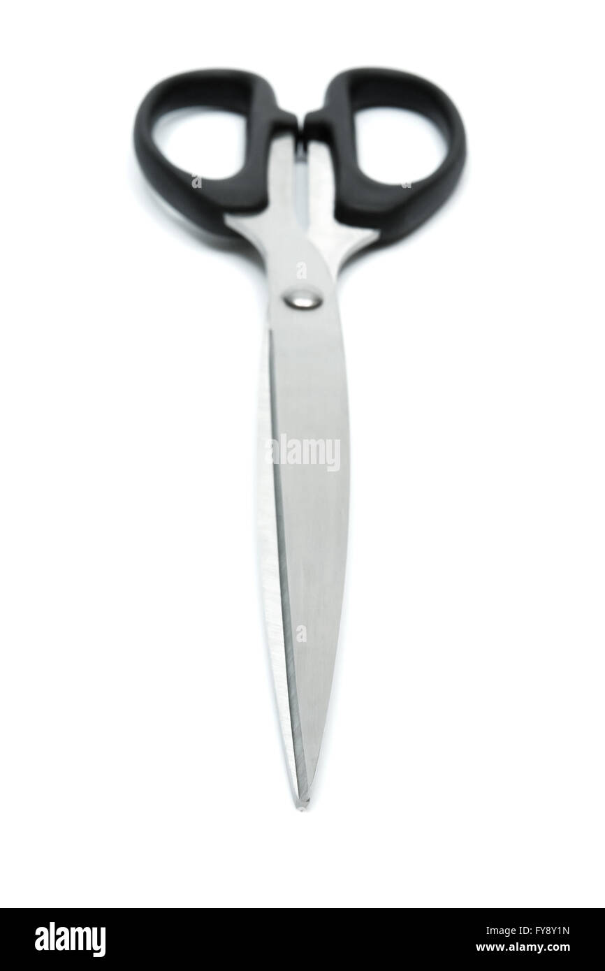 Modern metal scissors on a white background Stock Photo - Alamy