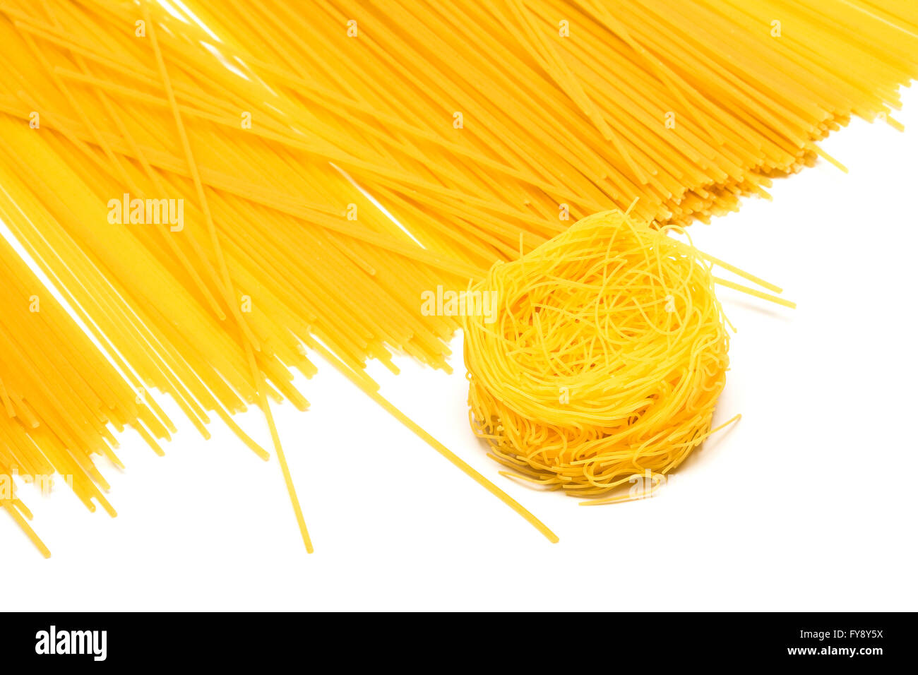 Different beautiful pasta on a white background Stock Photo - Alamy