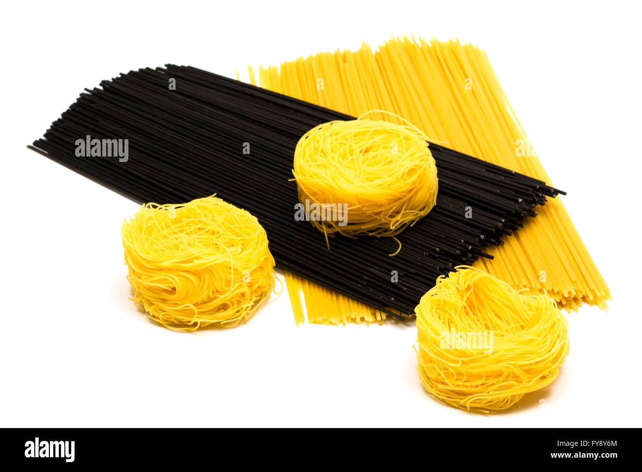 Different beautiful pasta on a white background Stock Photo - Alamy