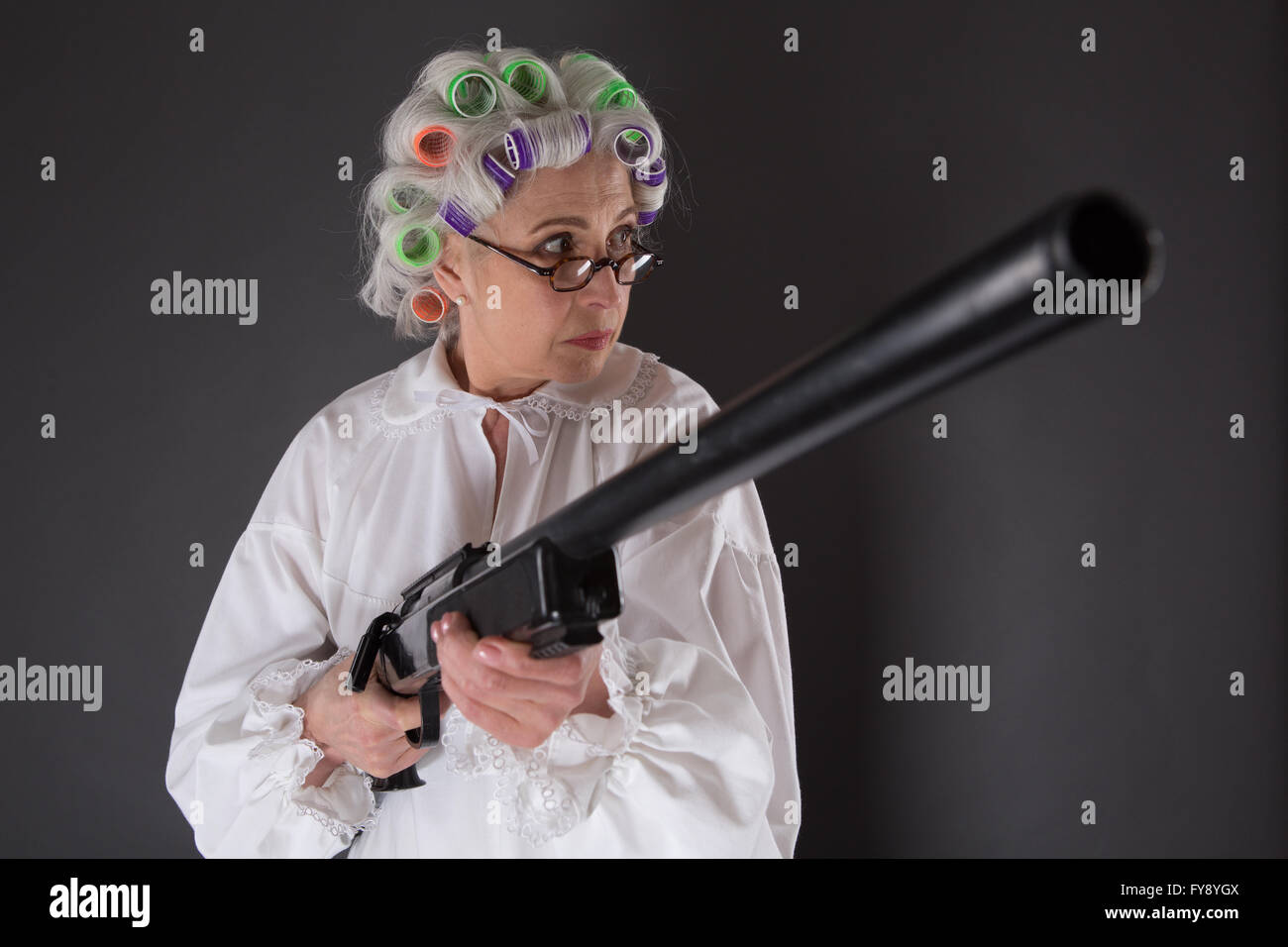 Grandmother as hunter Stock Photo - Alamy