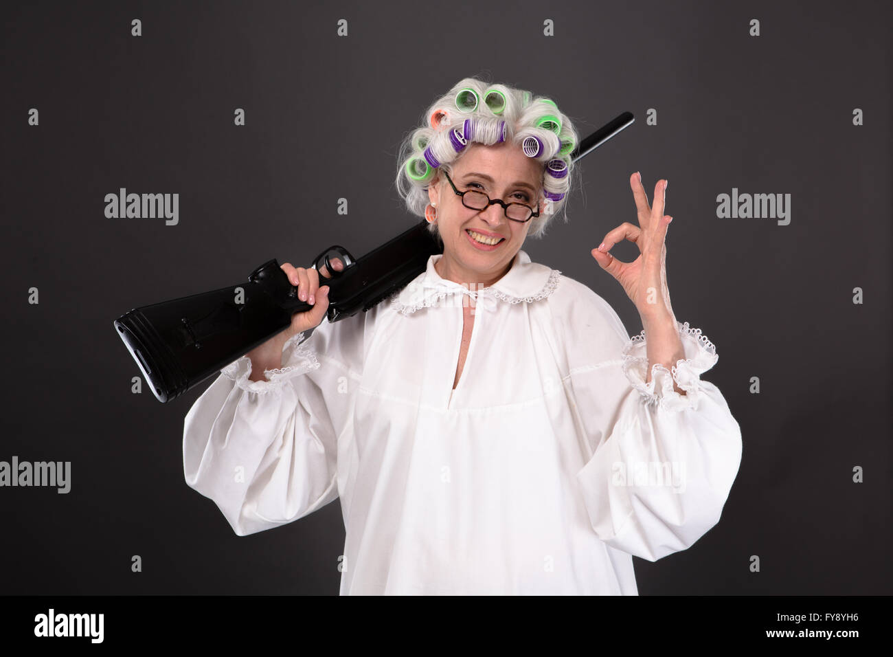 Grandmother in defence Stock Photo - Alamy