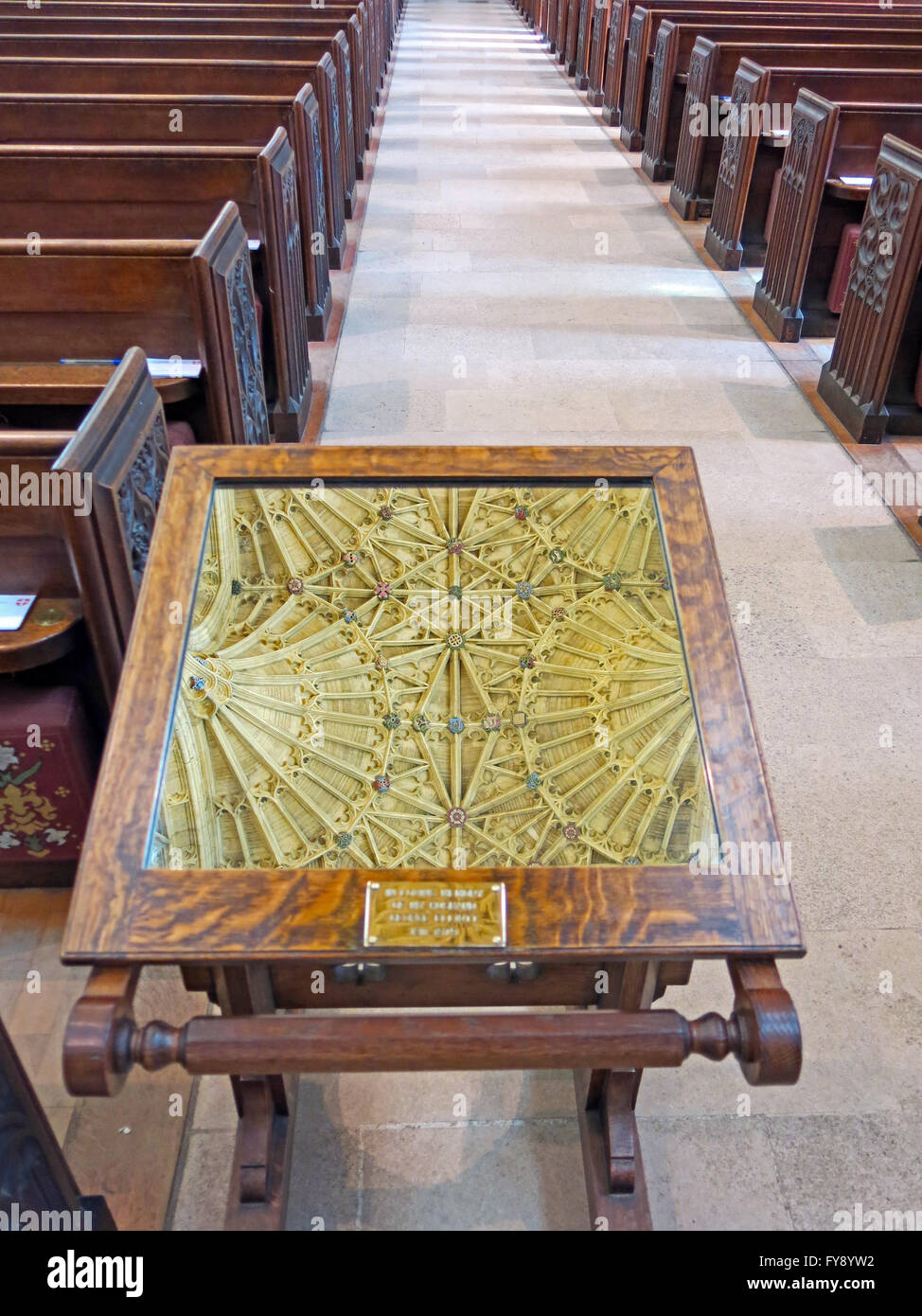 A mobile mirror enables visitors to examine the roof details without ...