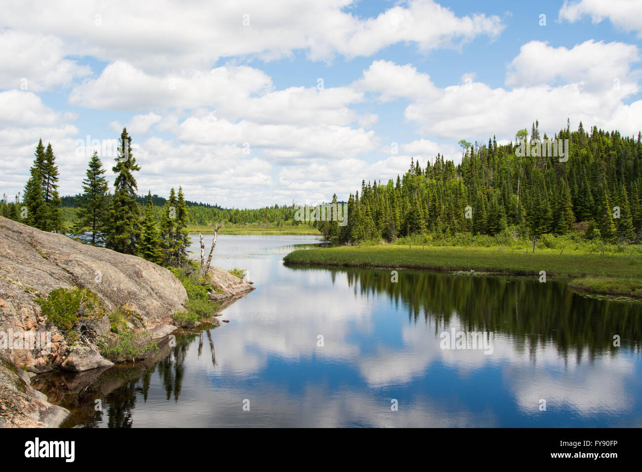 Stunning reflection of a beautiful landscape in Ontario, Canada Stock ...