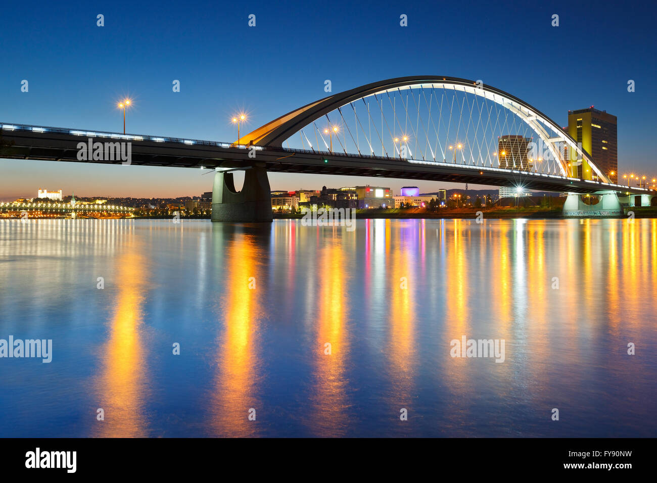 Apollo bridge over river Danube in Bratislava, Slovakia Stock Photo - Alamy