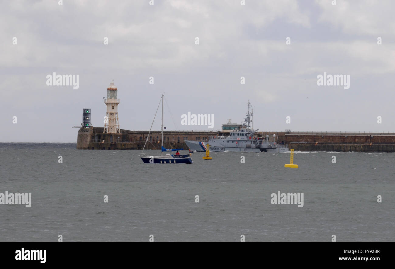 A border force vessel leaves the port of Dover in Kent Stock Photo - Alamy