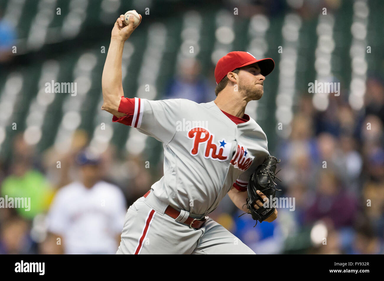 Milwaukee, WI, USA. 22nd Apr, 2016. Philadelphia Phillies starting ...