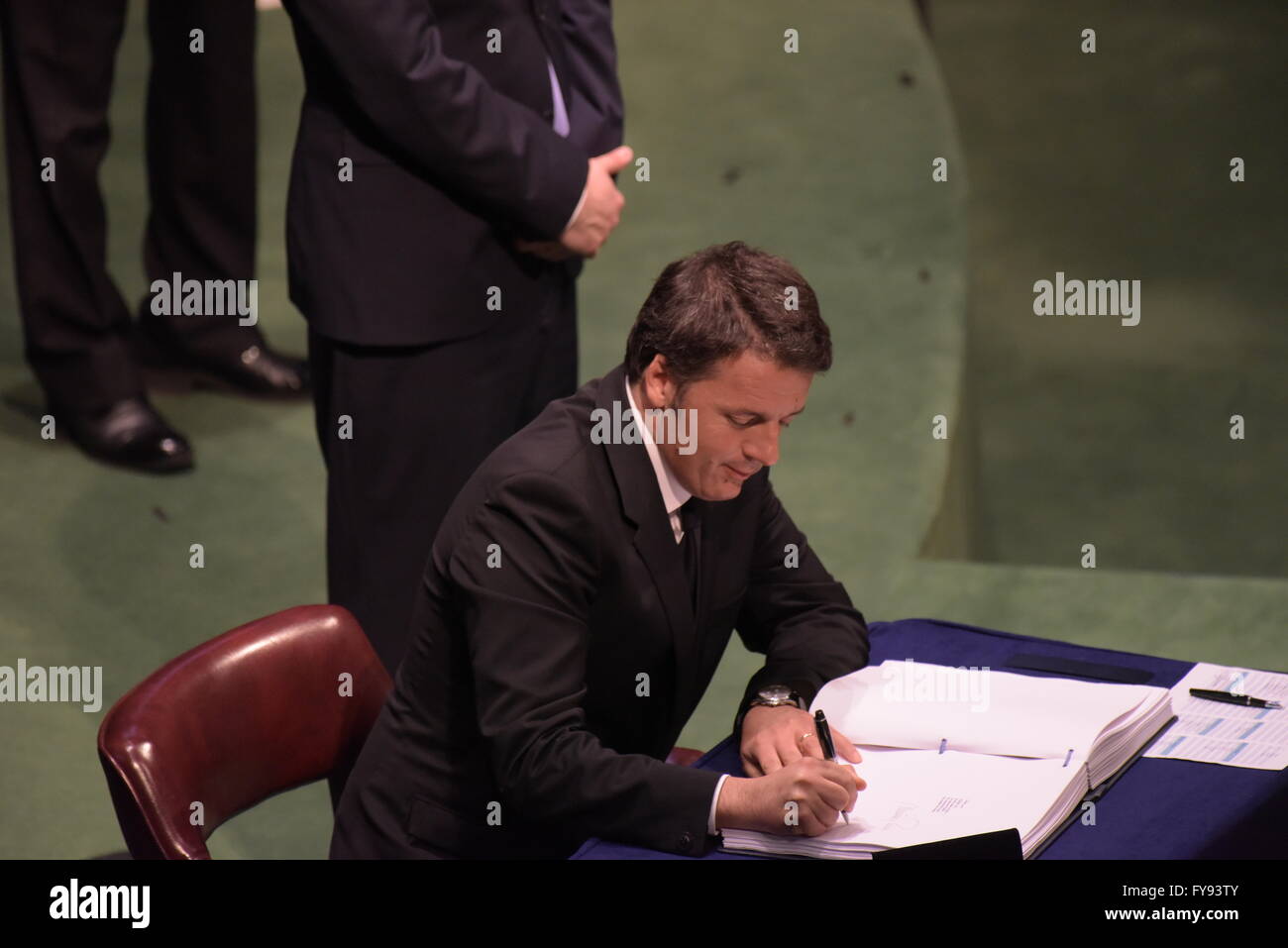 New York City, United States. 22nd Apr, 2016. Italian prime minister ...