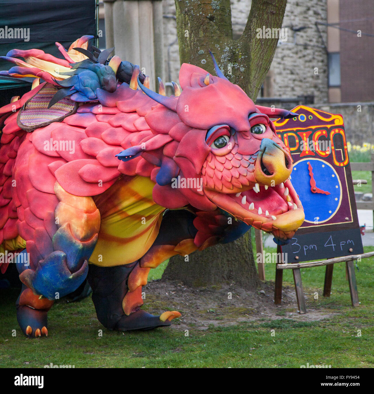 St George’s Day Scaly animated red dragon in April 2016. Blackburn ...