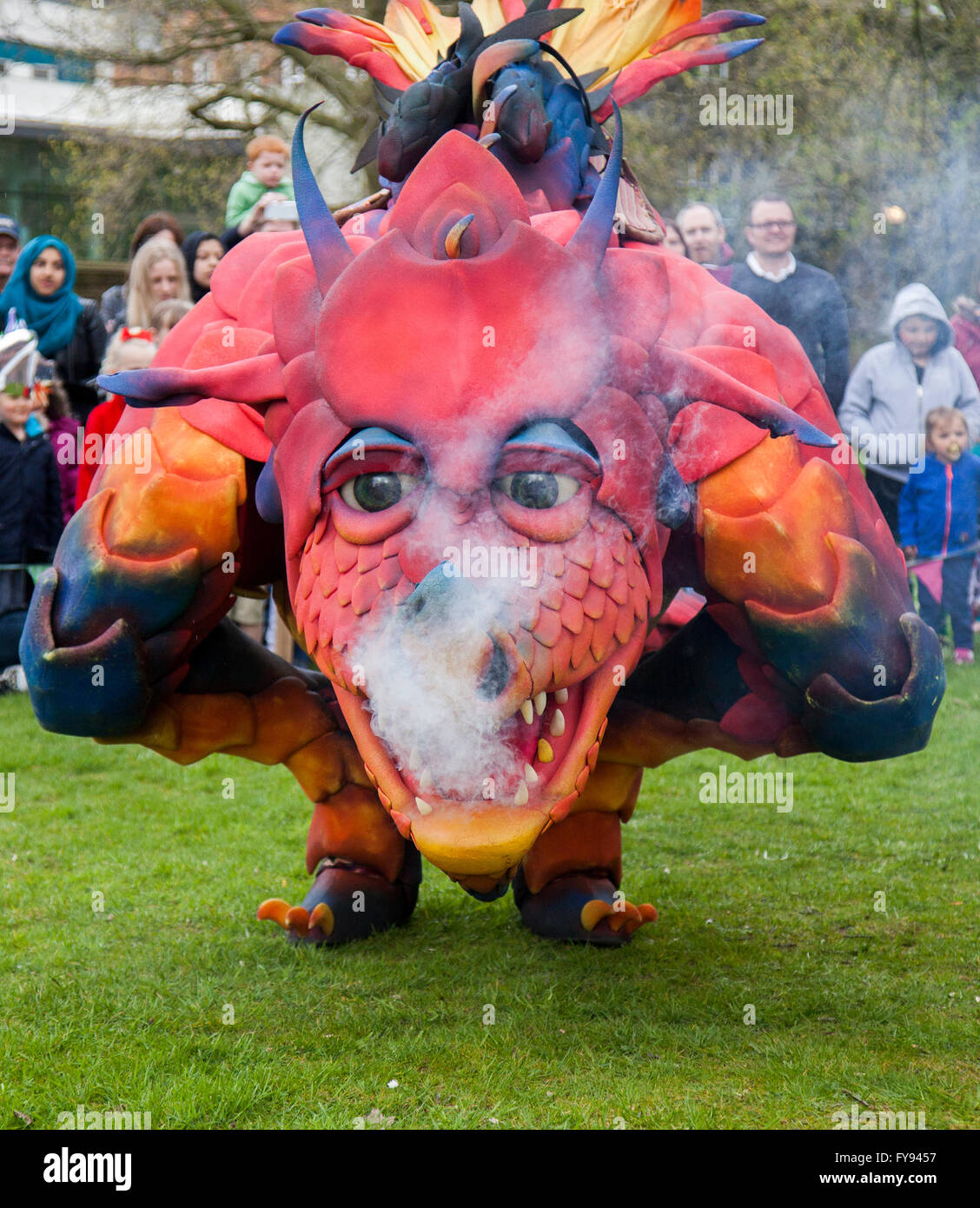 St George’s Day Scaly animated red dragon in April 2016. Blackburn ...