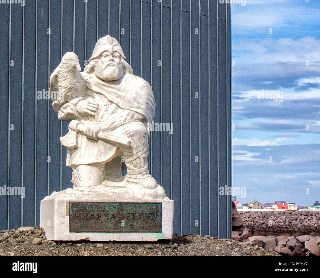 Reykjanesbaer, Southern Peninsula, Iceland. 5th Aug, 2015. A statue of ...