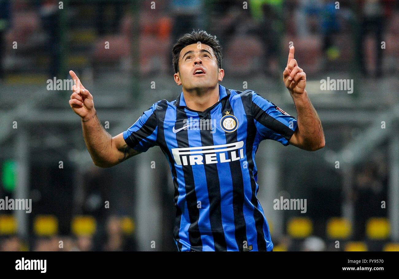 Milan, Italy. 24 april, 2016: Citadin Eder celebrates after scoring ...