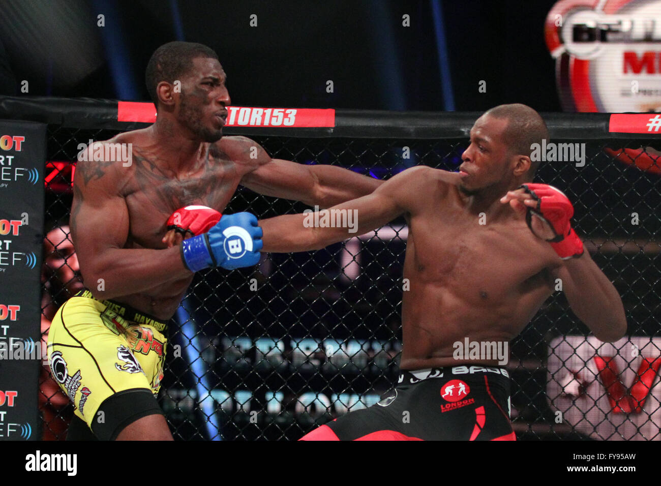 Mohegan Sun Arena. 22nd Apr, 2016. CT, USA; Jeremie Holloway (blue tape ...