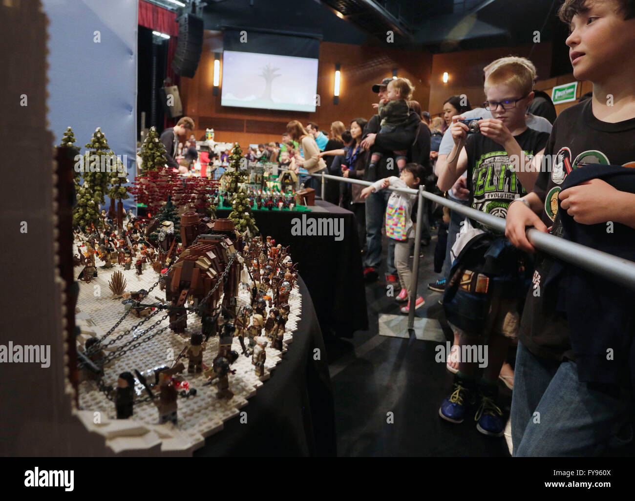 Vancouver, Canada. 23rd Apr, 2016. People visit the LEGO exhibition in ...