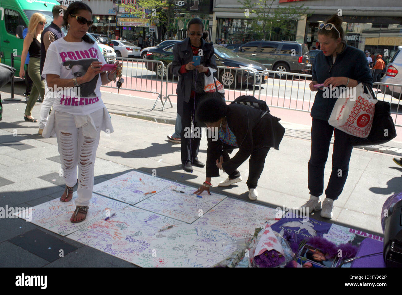 Growing Prince Sidewalk Memorial in Harlem New York City Stock Photo ...