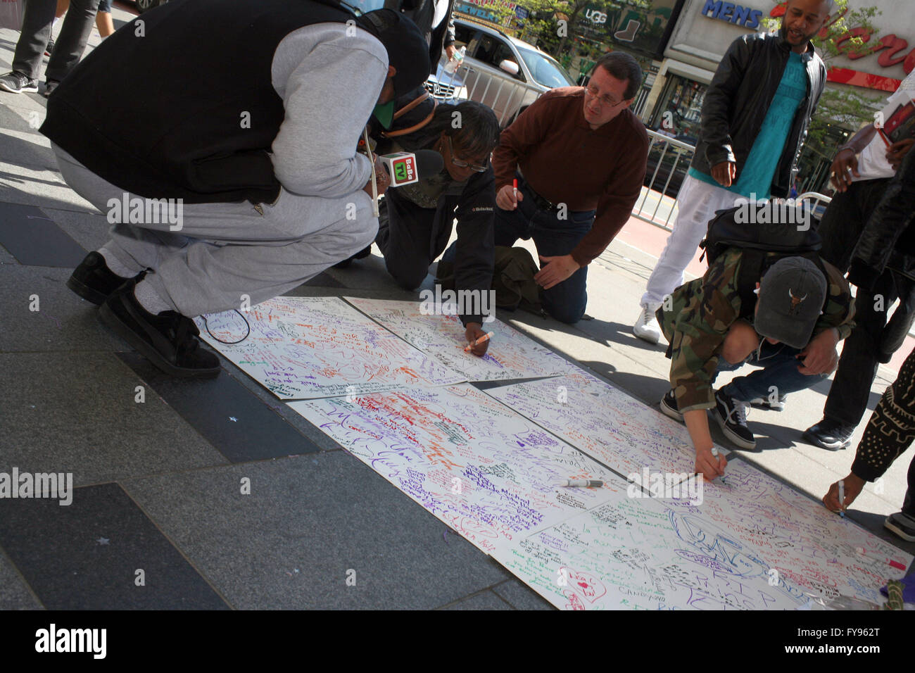 Growing Prince Sidewalk Memorial in Harlem New York City Stock Photo ...