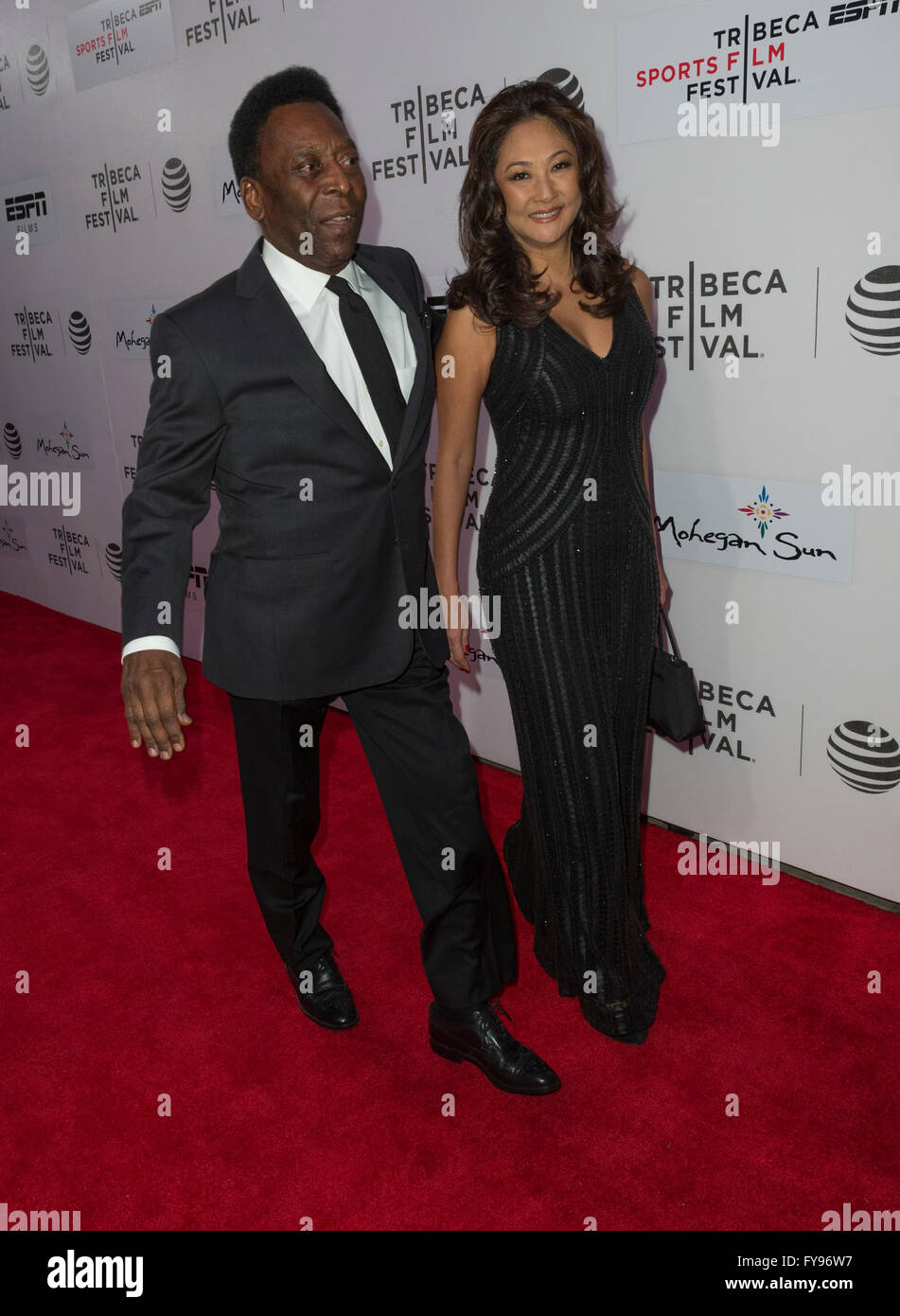 New York, United States. 23rd Apr, 2016. Pele and Marcia Aoki attend ...