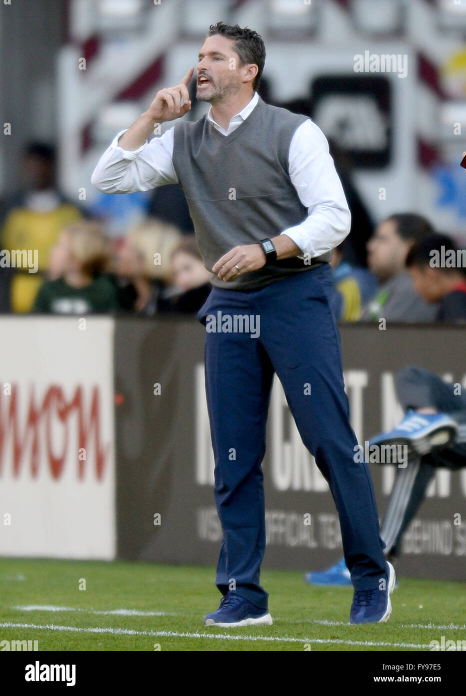 Washington, DC, USA. 23rd Apr, 2016. New England Revolution coach JAY ...