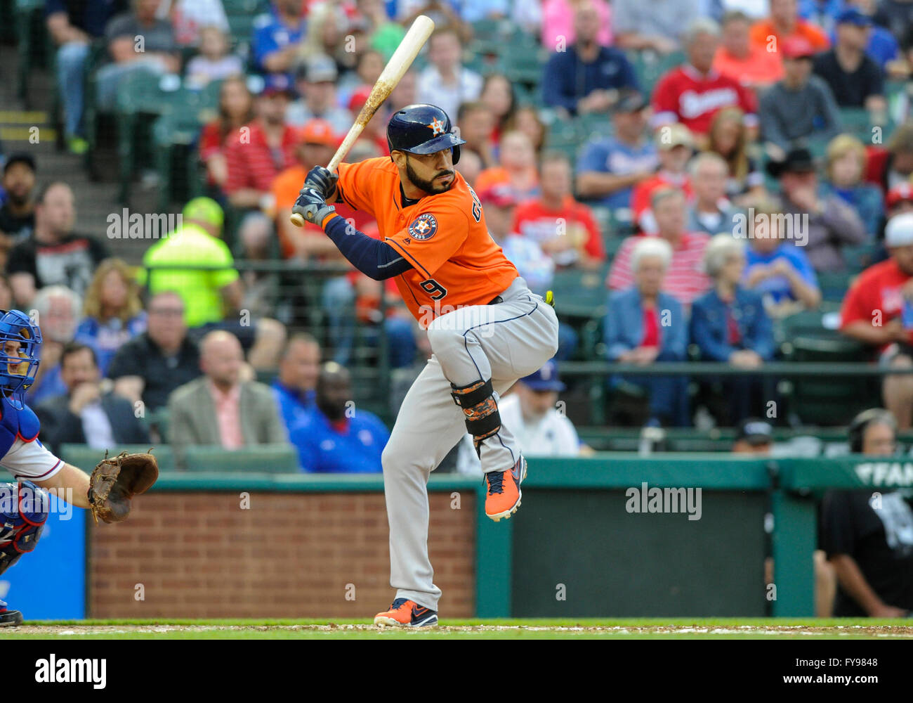 Apr 20, 2016: Texas Rangers hitting coach Anthony Iapoce #9 during an ...