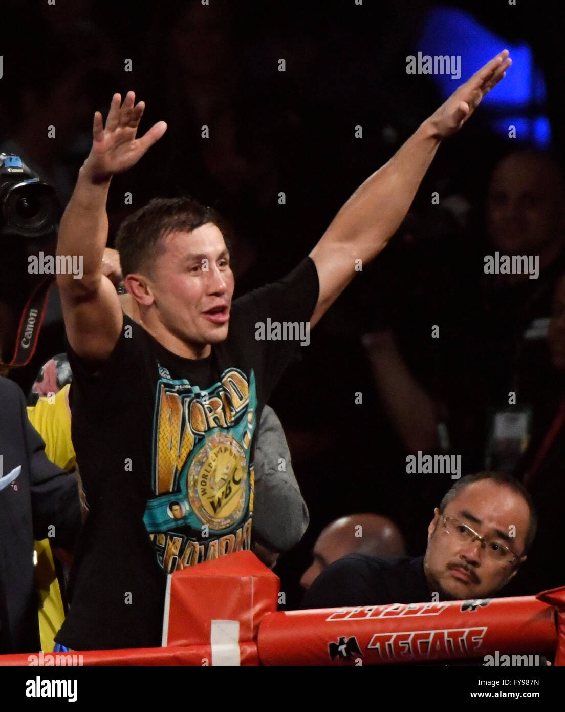 Ingelwood CA. 23rd Apr, 2016. (in blue trunks) Undefeated, Unified ...