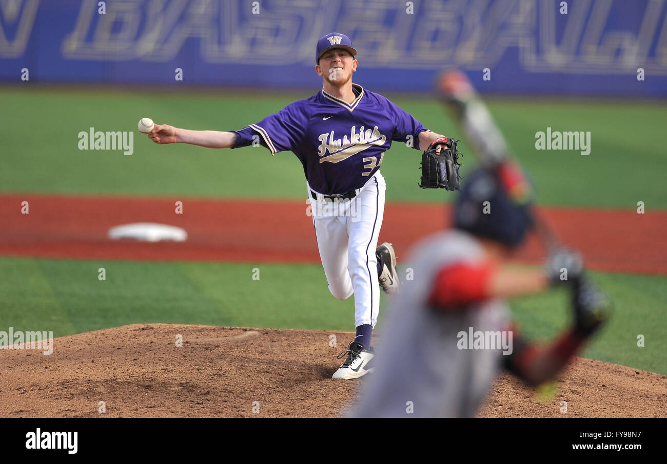 UW pitcher Ryan Schmitten (34) throws a pitch for a strike during a non ...