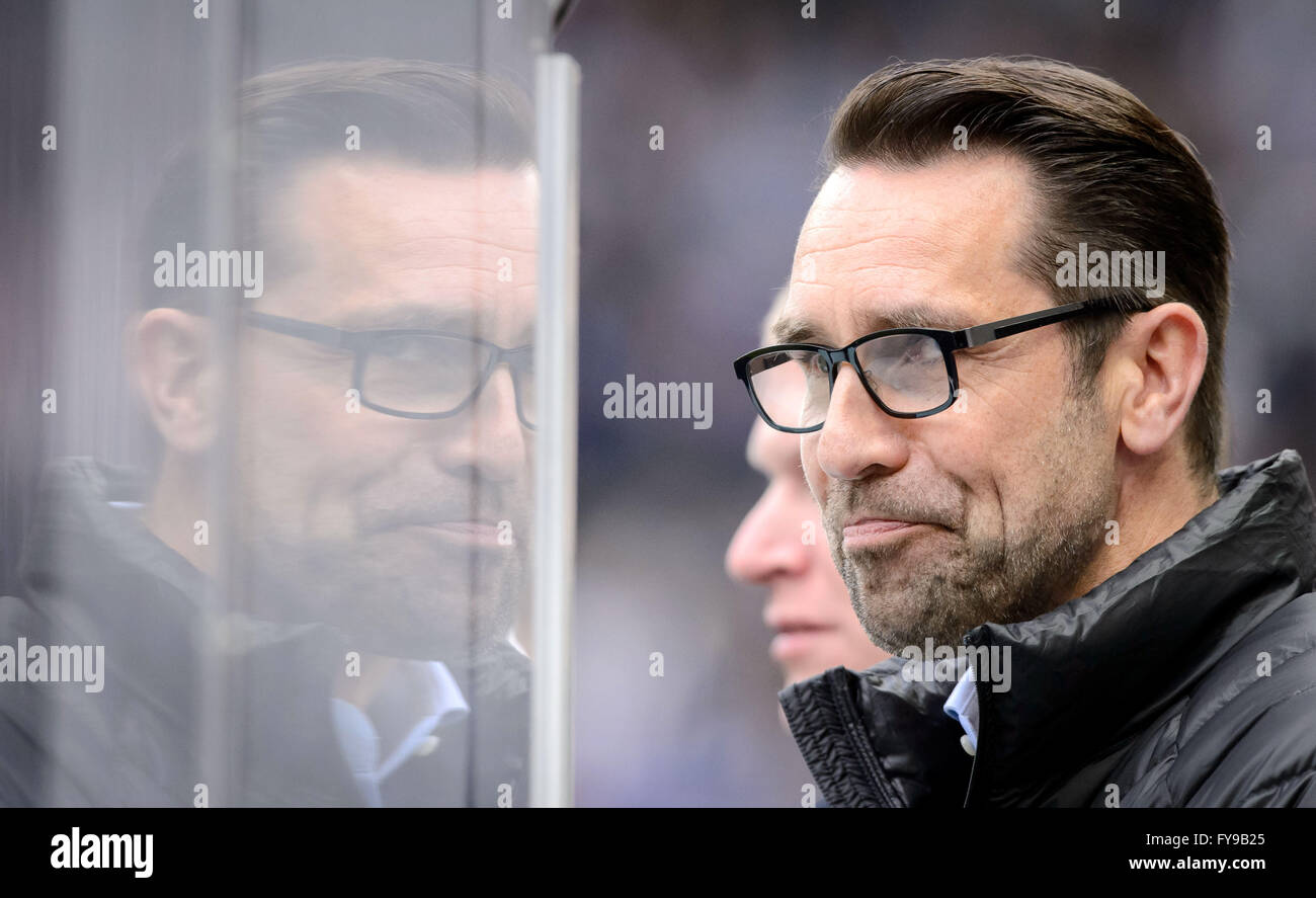 Berlin, Germany. 23rd Apr, 2016. Hertha's general manager Michael ...