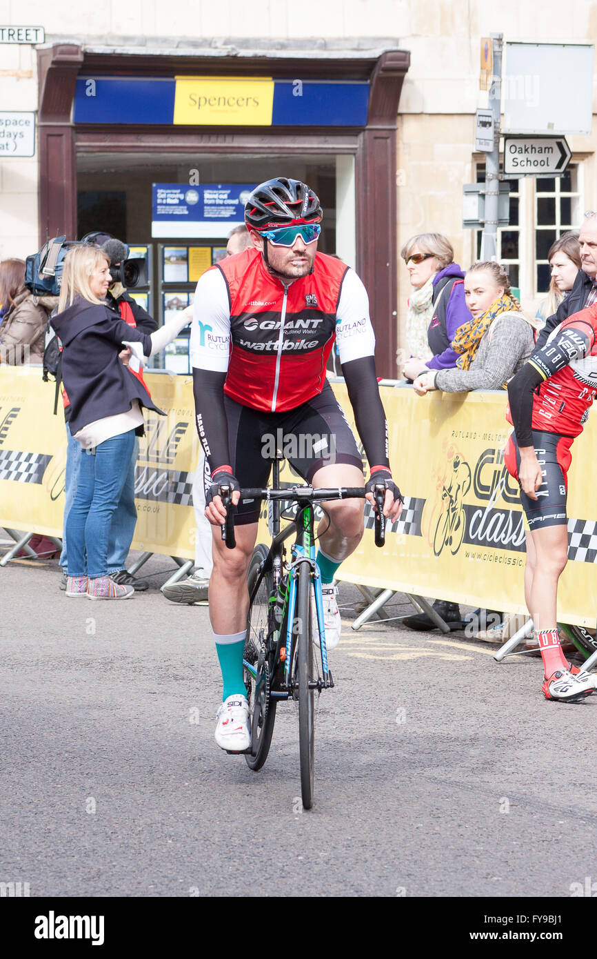 Oakham, Rutland, UK 24th April 2016. The riders, officials and support ...