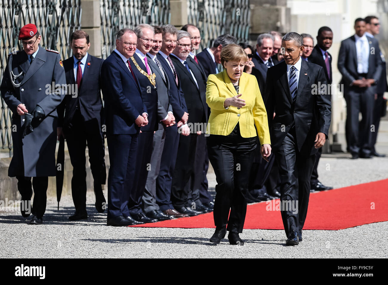 Hannover, Germany. 24th Apr, 2016. Visiting U.S. President Barack Obama ...