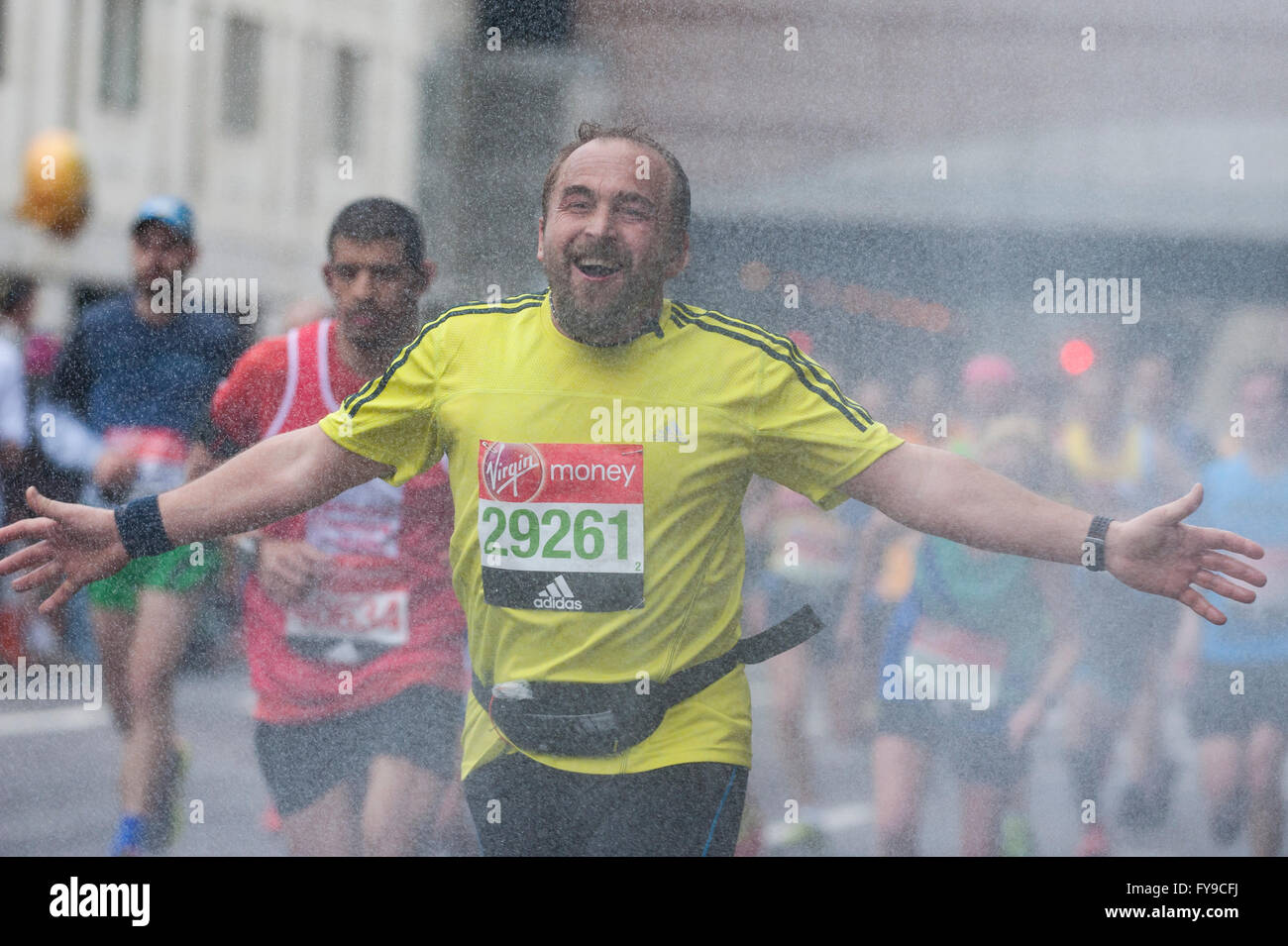 London, UK. 24 April 2016. Tired runners in the Virgin Money London ...