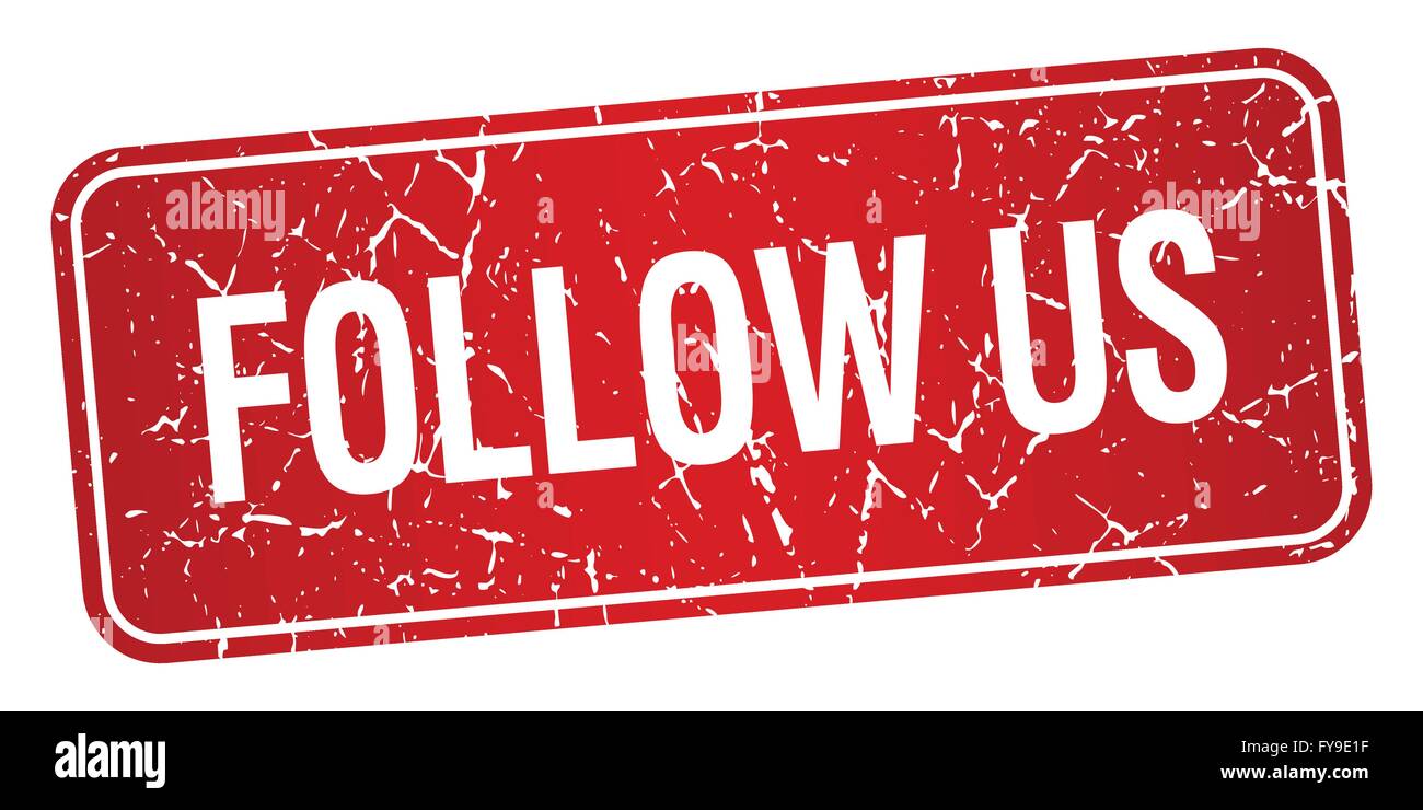 follow us red square grunge textured isolated stamp Stock Vector Image ...