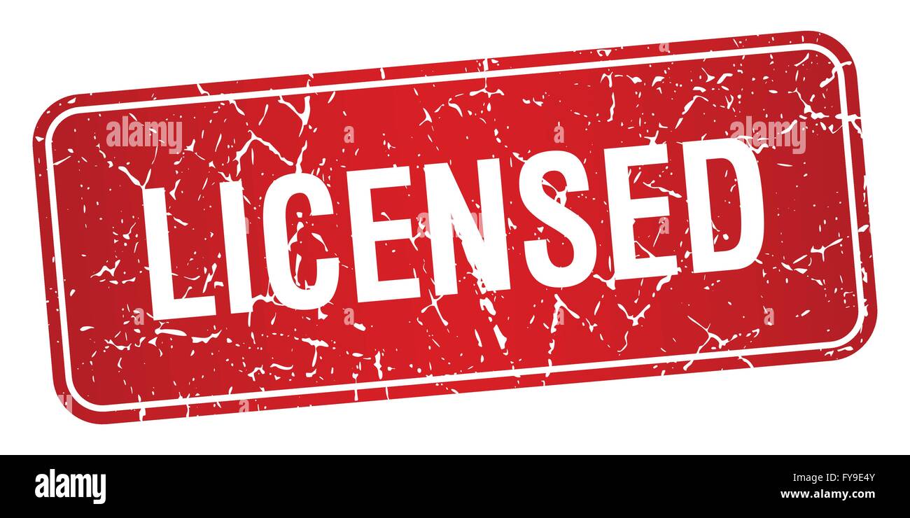 licensed red square grunge textured isolated stamp Stock Vector Image ...