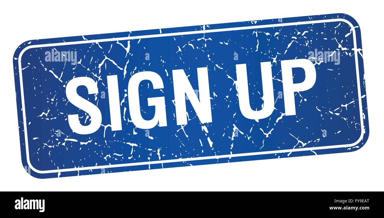 sign up blue square grunge textured isolated stamp Stock Vector Image ...