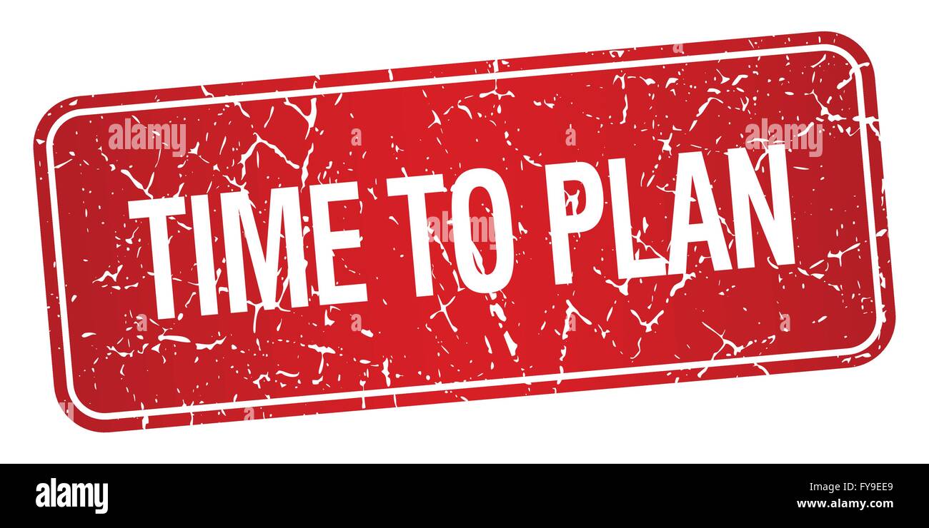 time to plan red square grunge textured isolated stamp Stock Vector ...