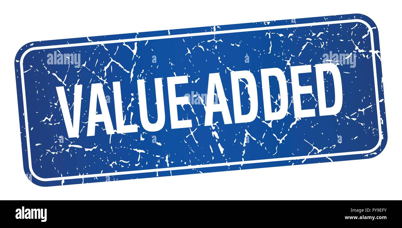 value added blue square grunge textured isolated stamp Stock Vector ...