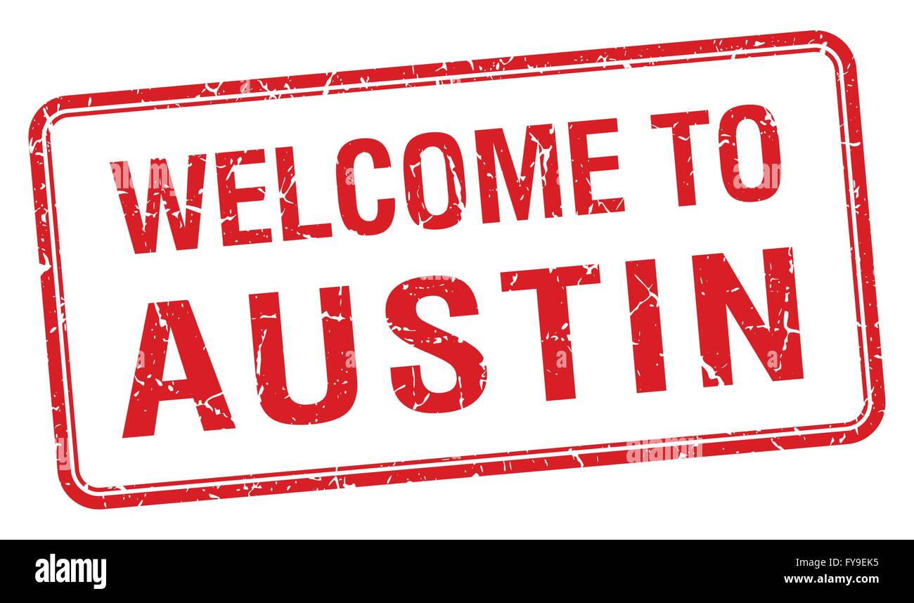 welcome to Austin red grunge square stamp Stock Vector Image & Art - Alamy