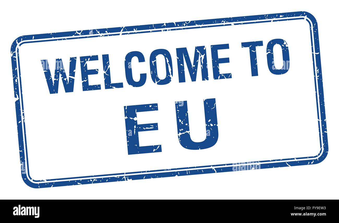welcome to eu blue grunge square stamp Stock Vector Image & Art - Alamy