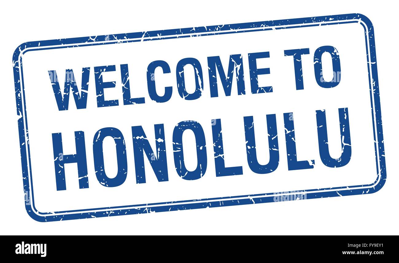 welcome to Honolulu blue grunge square stamp Stock Vector Image & Art ...