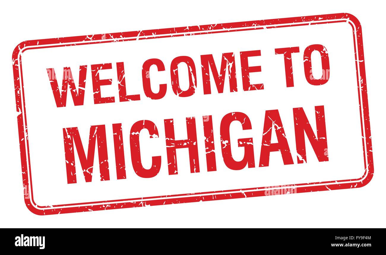 welcome to Michigan red grunge square stamp Stock Vector Image & Art ...
