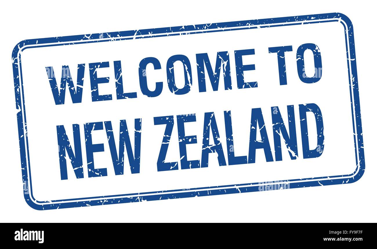 welcome to New Zealand blue grunge square stamp Stock Vector Image ...