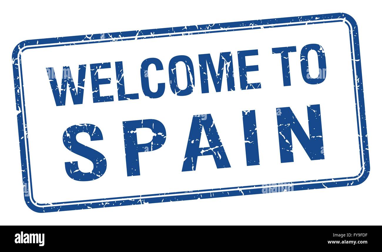 welcome to Spain blue grunge square stamp Stock Vector Image & Art - Alamy