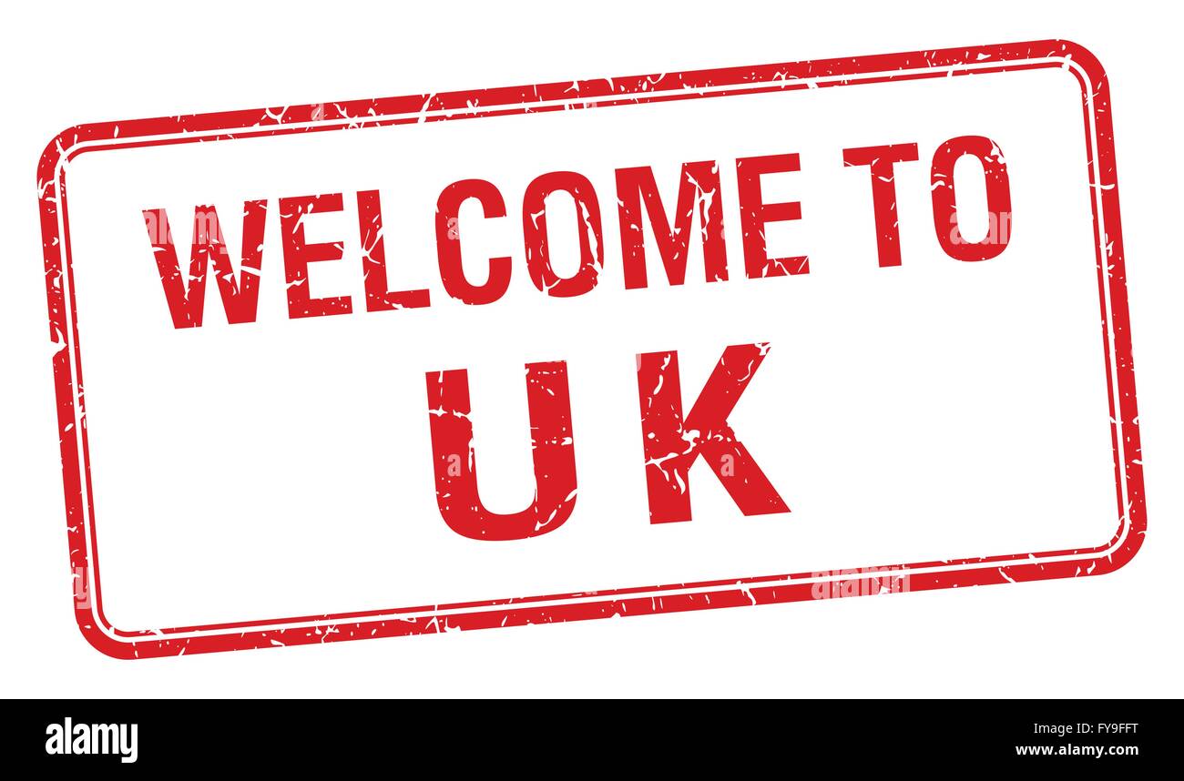 Uk stamp welcome red Cut Out Stock Images & Pictures - Alamy