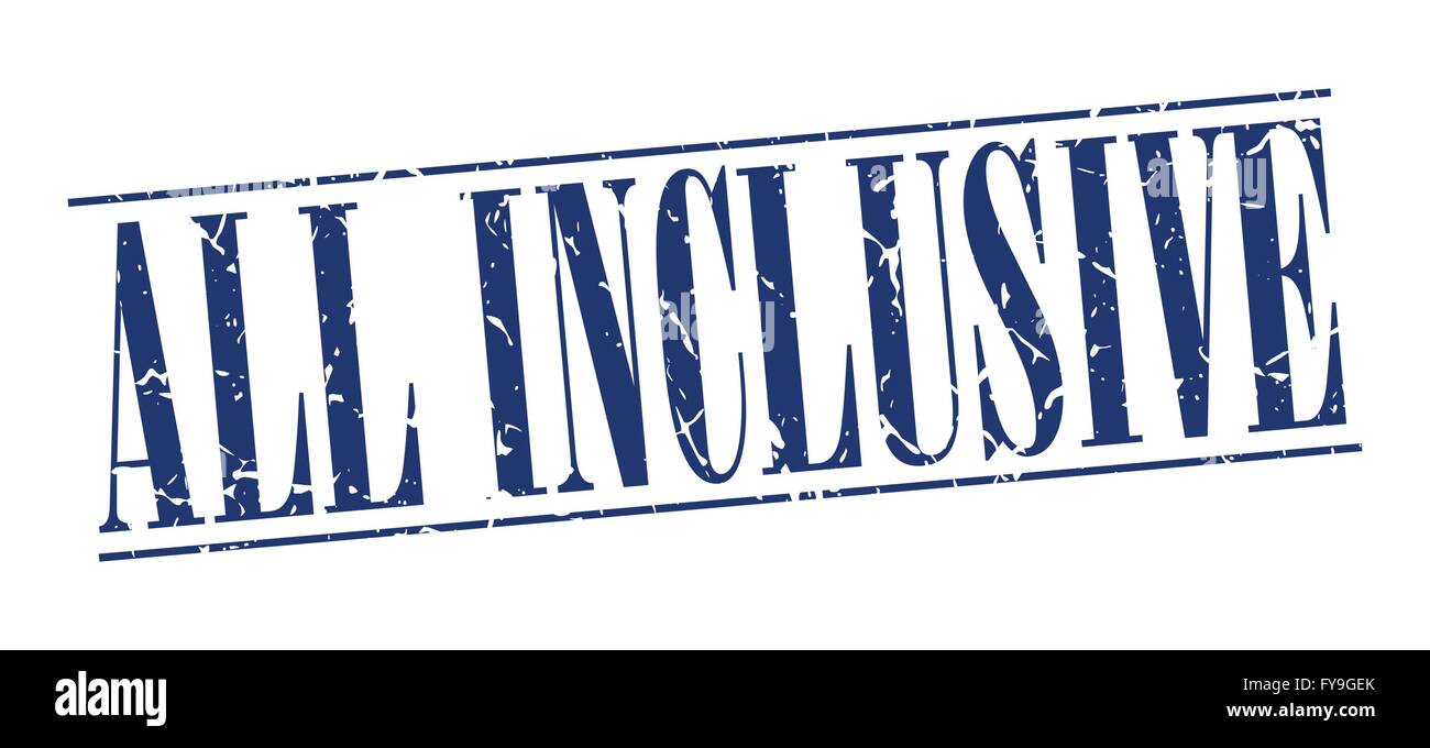 all inclusive blue grunge vintage stamp isolated on white background ...