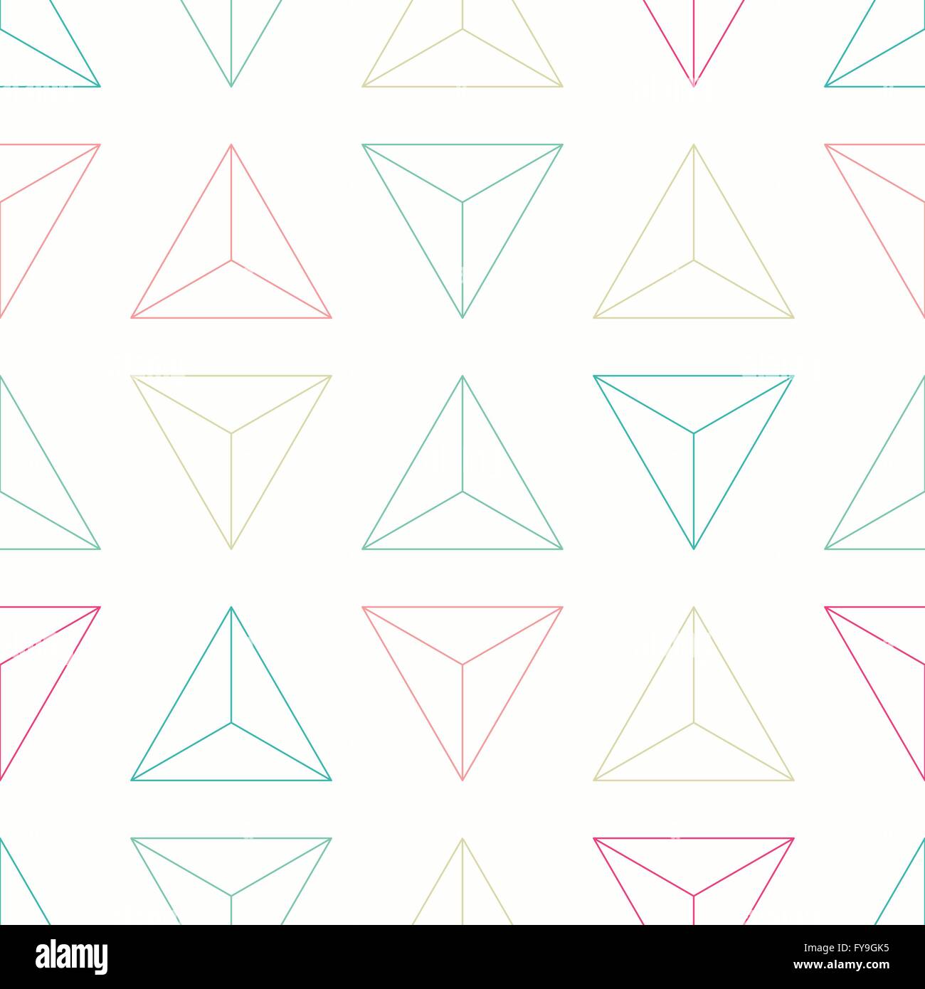 seamless pattern with colorful, thin line triangles over white paper ...