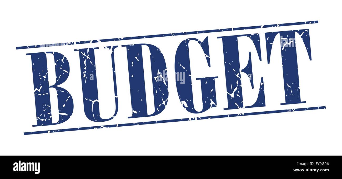 budget blue grunge vintage stamp isolated on white background Stock ...