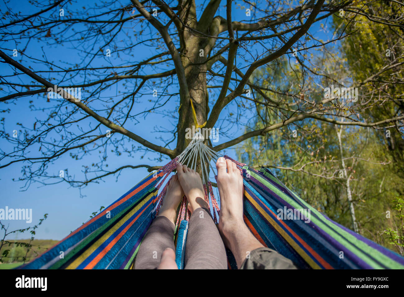 resting legs in hammock Stock Photo - Alamy