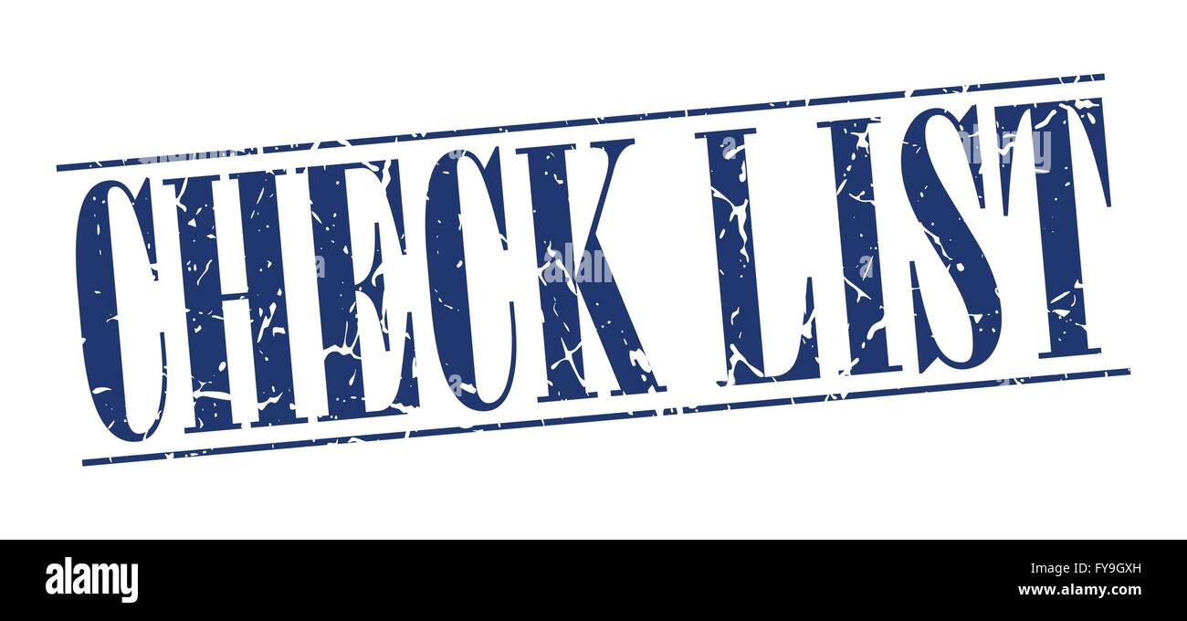 check list blue grunge vintage stamp isolated on white background Stock ...