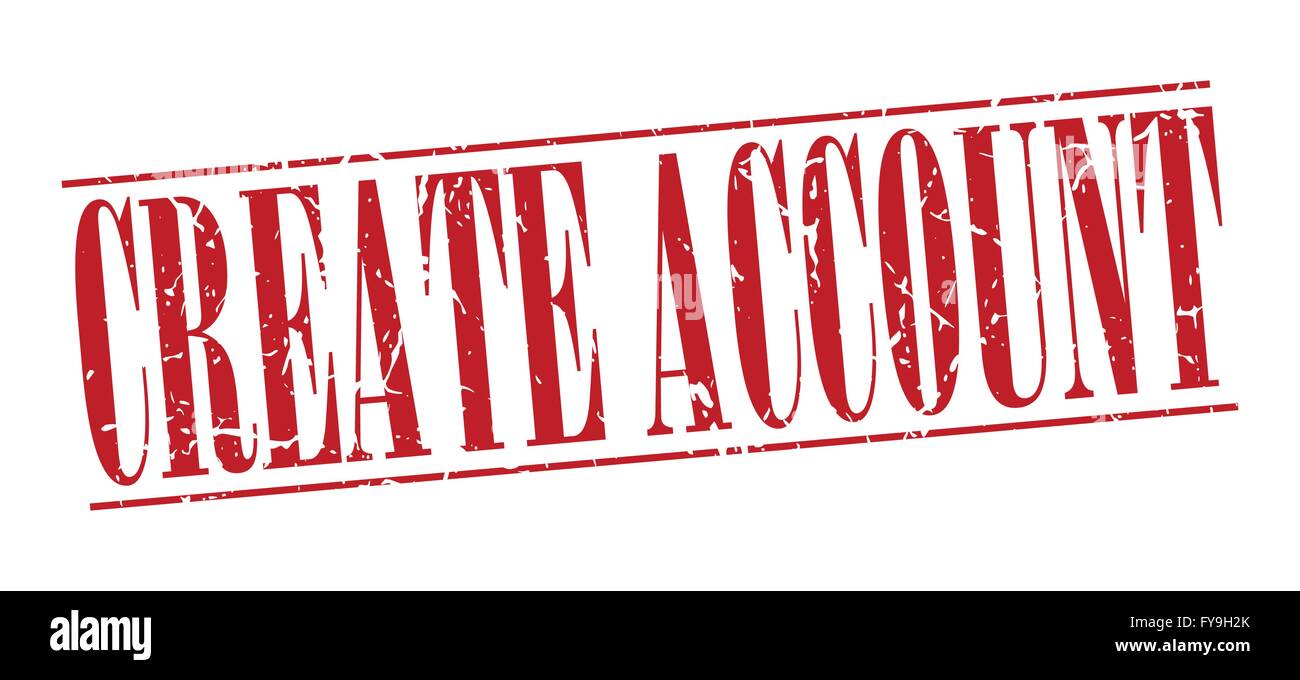 create account red grunge vintage stamp isolated on white background ...