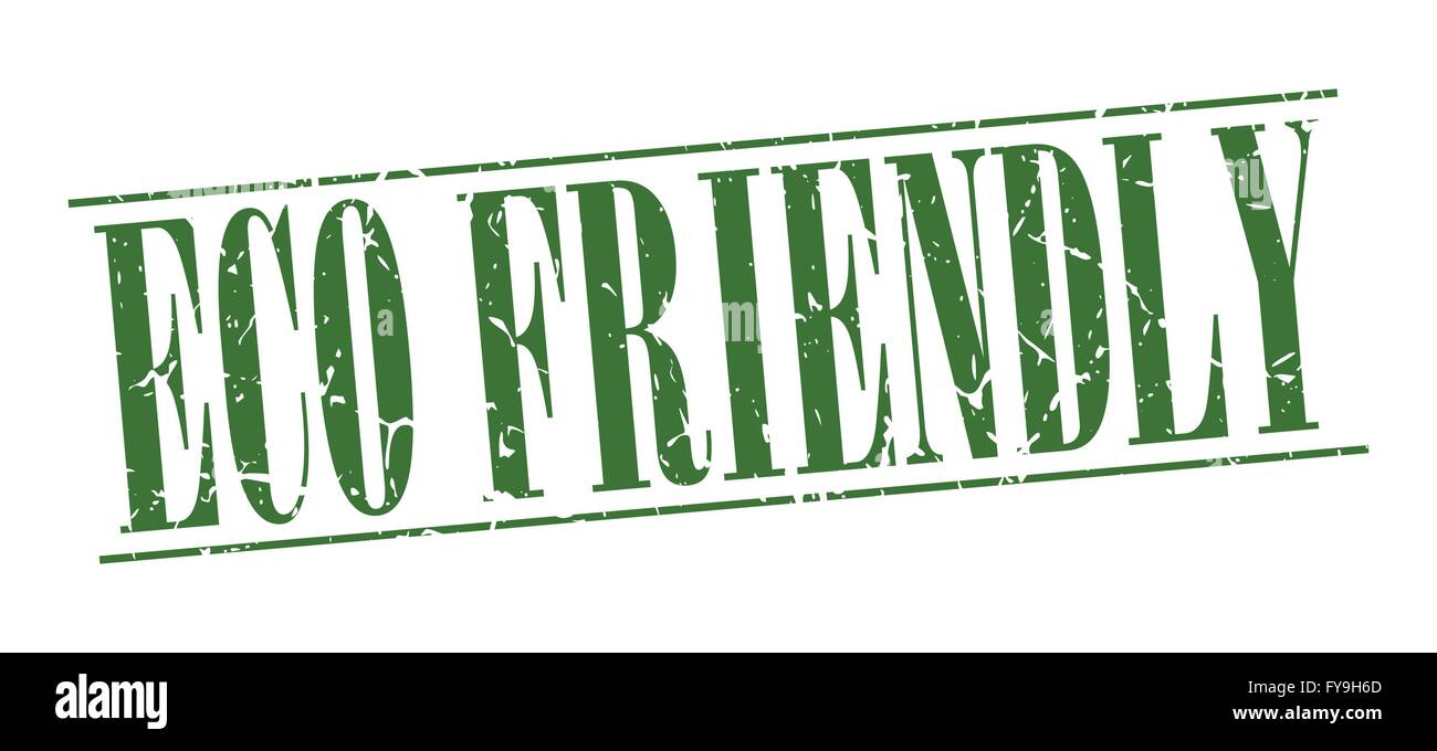 eco friendly green grunge vintage stamp isolated on white background ...