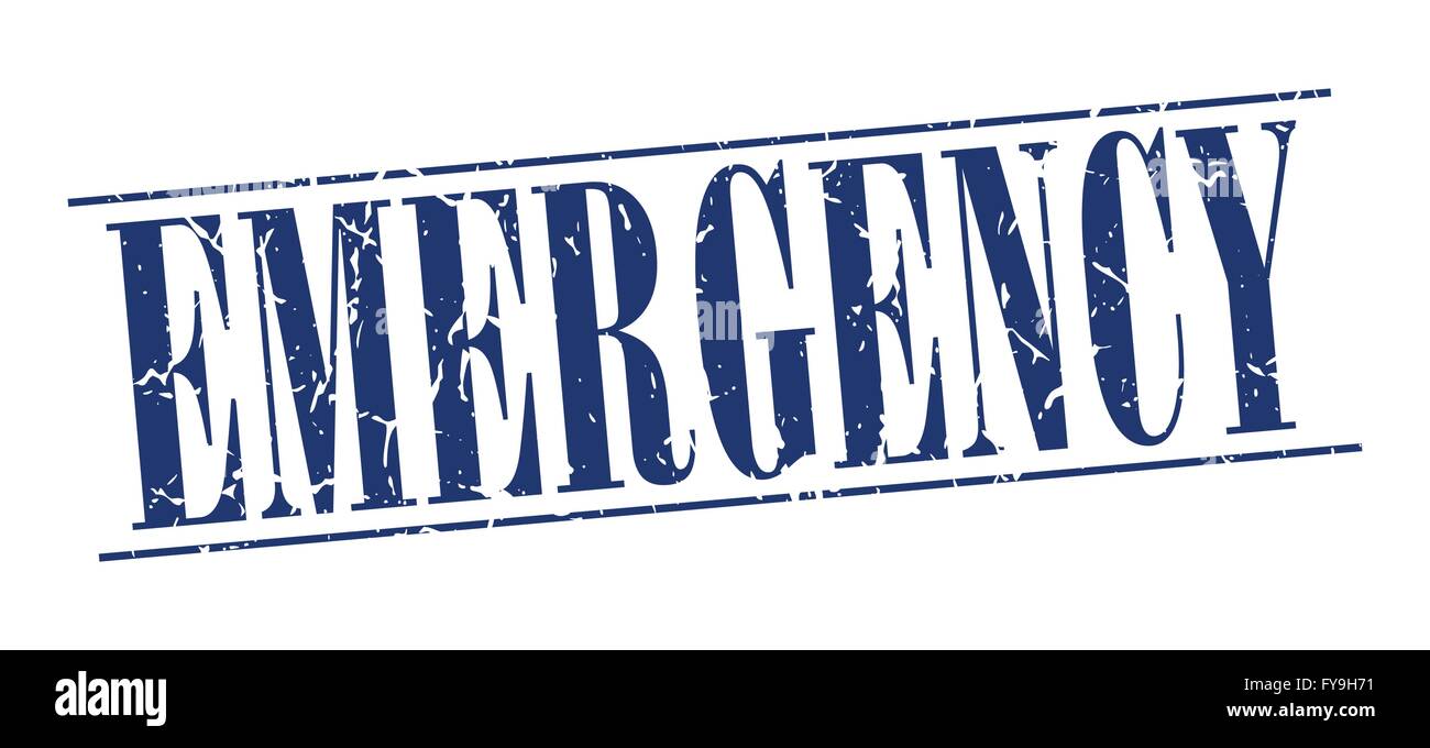 emergency blue grunge vintage stamp isolated on white background Stock ...